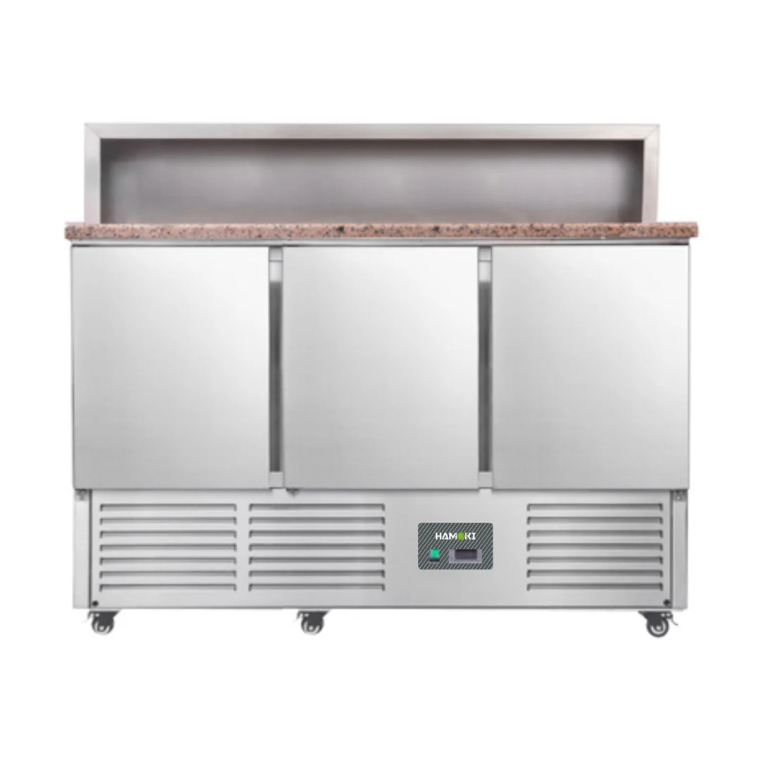 3 Door Refrigerated Salad Prep Counter with Granite Worktop - 346L ...